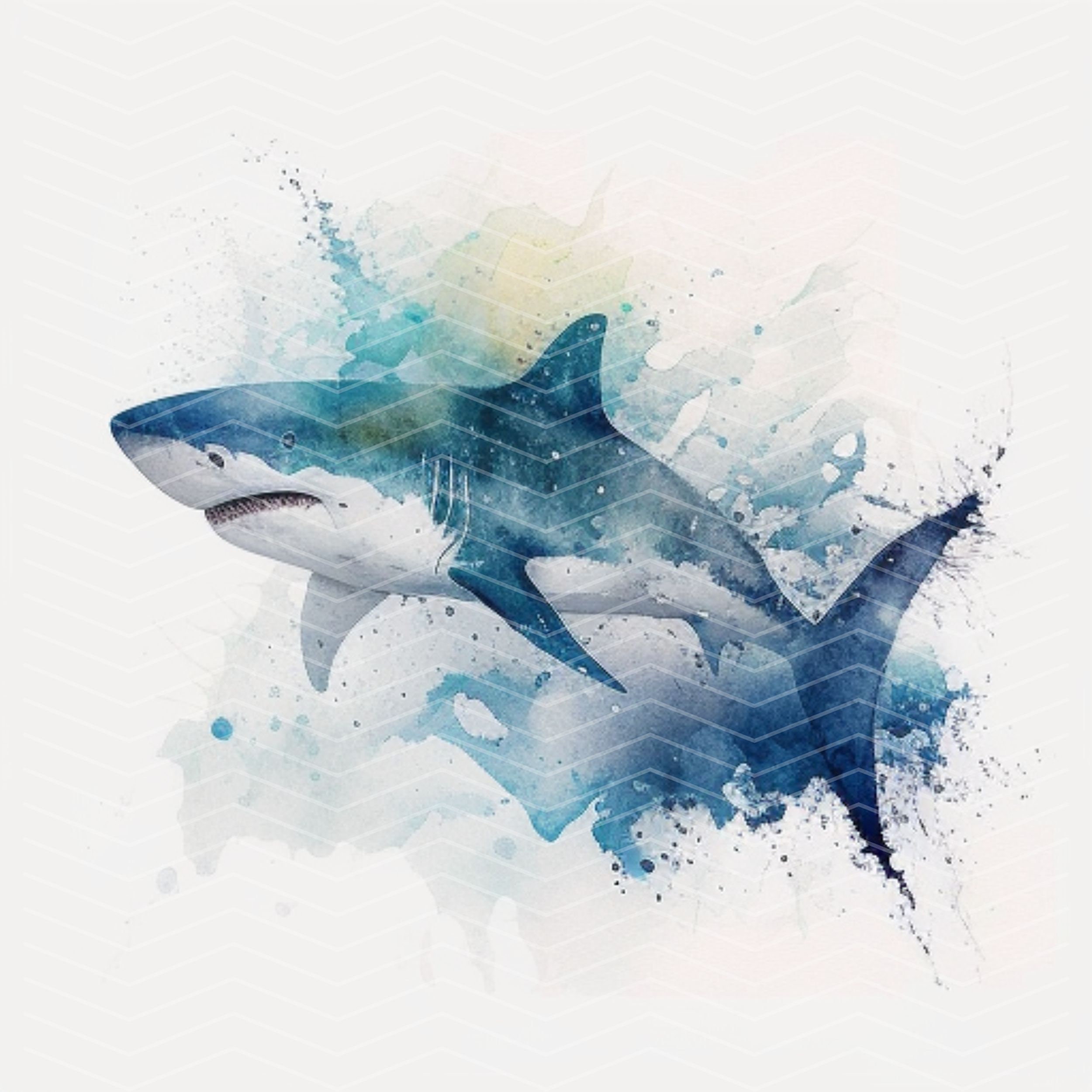 Watercolor Shark Clipart: Sea Fish Illustrations (JPG Digital Download ...