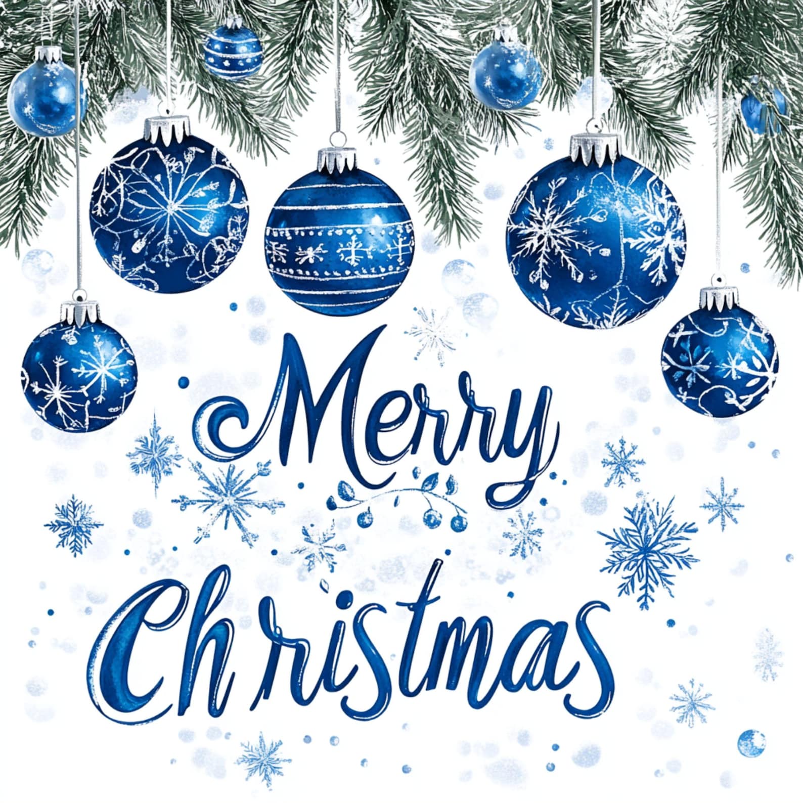 Blue Christmas Greeting Card: Festive Holiday Art (digital Image) - Etsy