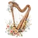 12 Floral Harp Clipart, PNG, Harp With Flowers Png, Printable ...