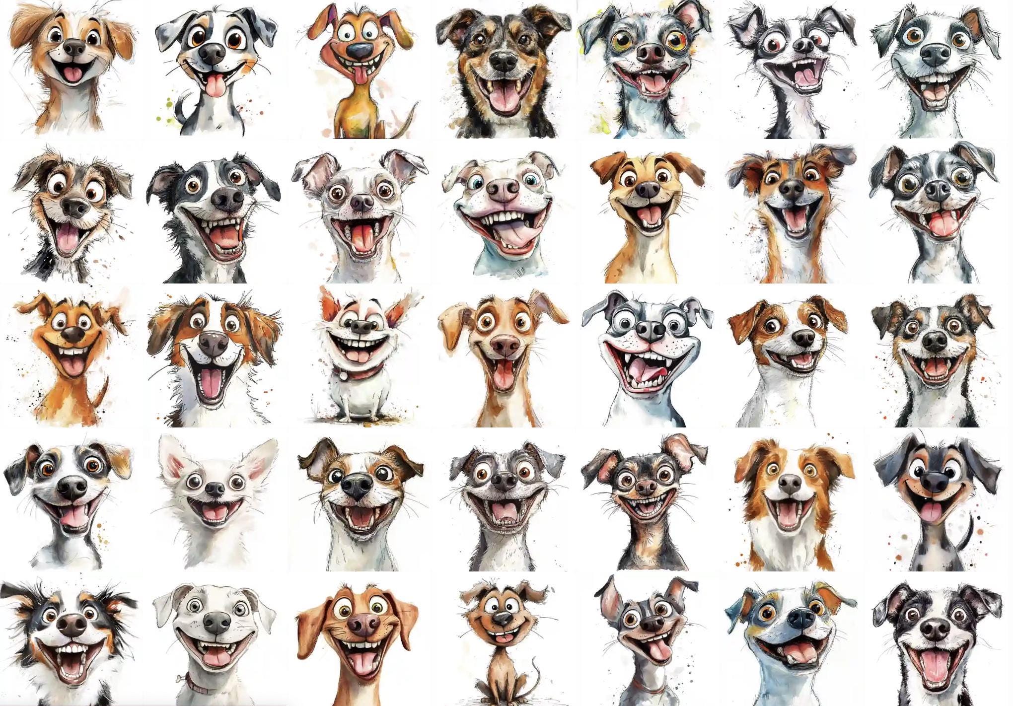 Goofy Dogs Clipart: 102 Cartoon Dog Pngs (digital Download) - Etsy