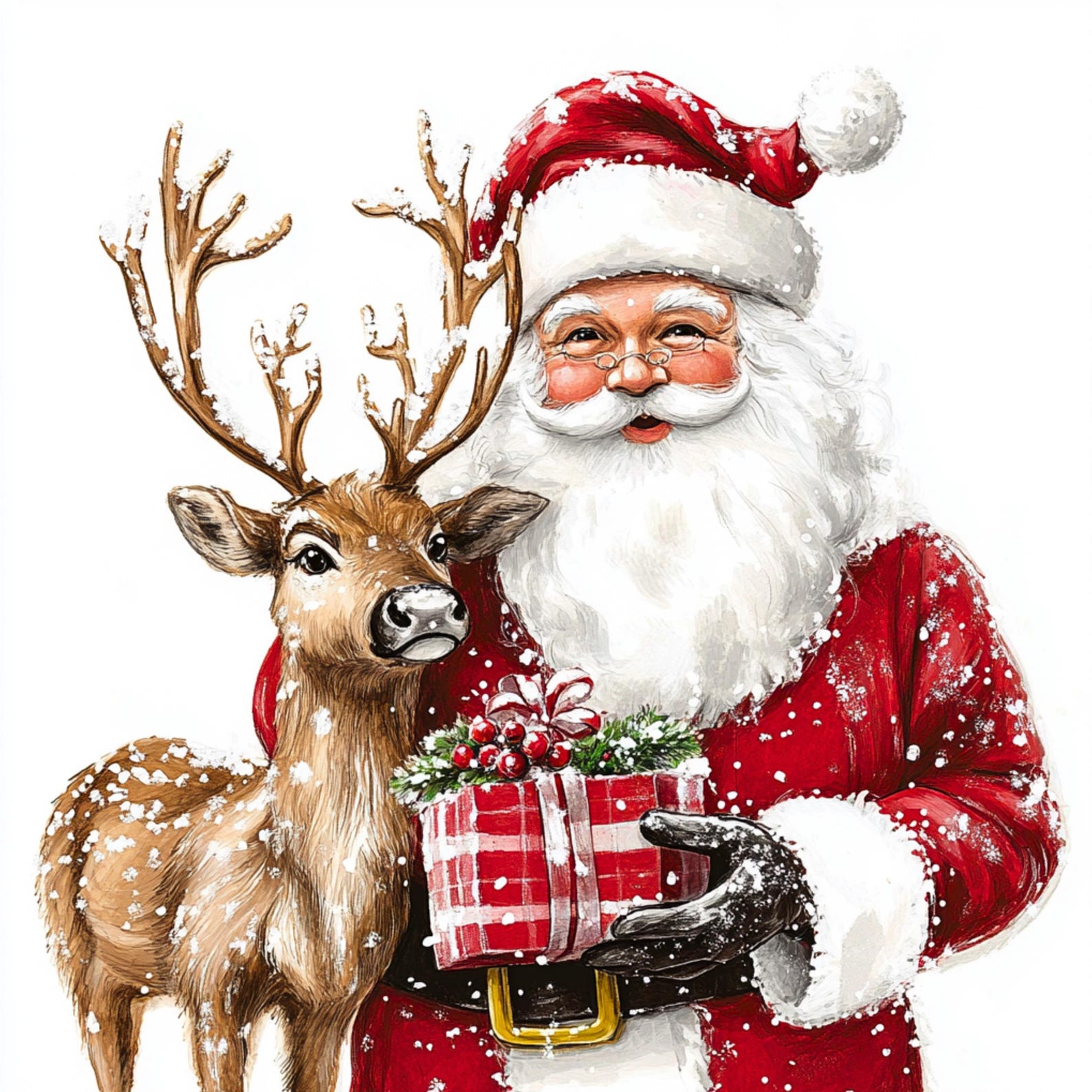 Christmas Santa & Reindeer Clipart: Holiday Art (digital Download) - Etsy