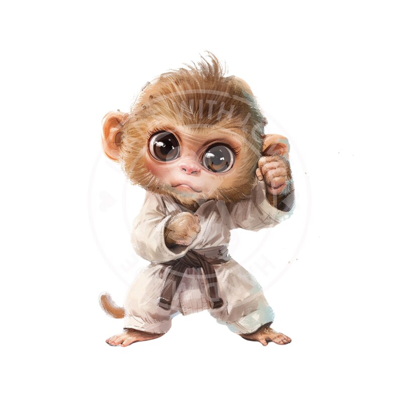 12 PNG Cartoon Monkey Clipart, Baby Monkey Sensei Png, Printable ...
