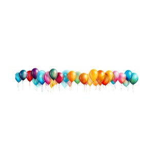 Birthday Balloons Border Clipart: Party PNG Graphics (digital Download ...