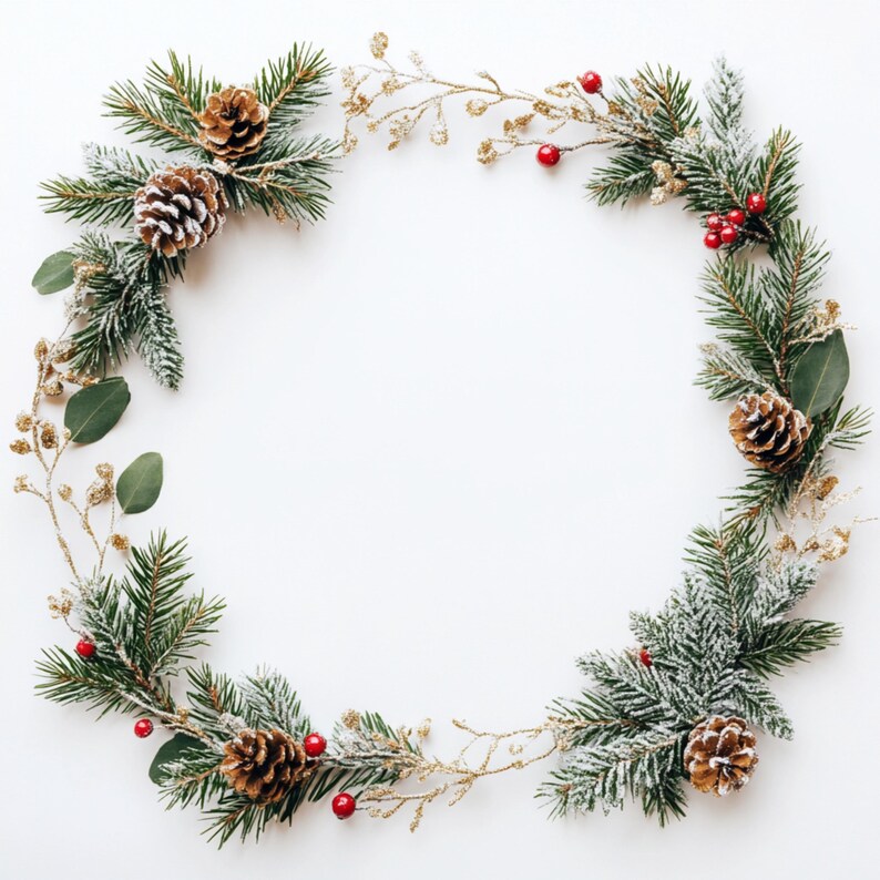 Watercolor Christmas Frames Clipart: Holiday JPG Bundle (digital ...