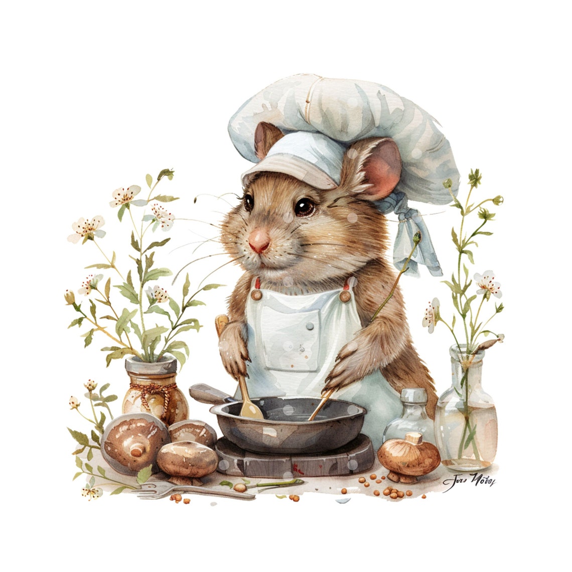 12 Cute Cooking Gopher Clipart, PNG, Gopher Printable Watercolor ...