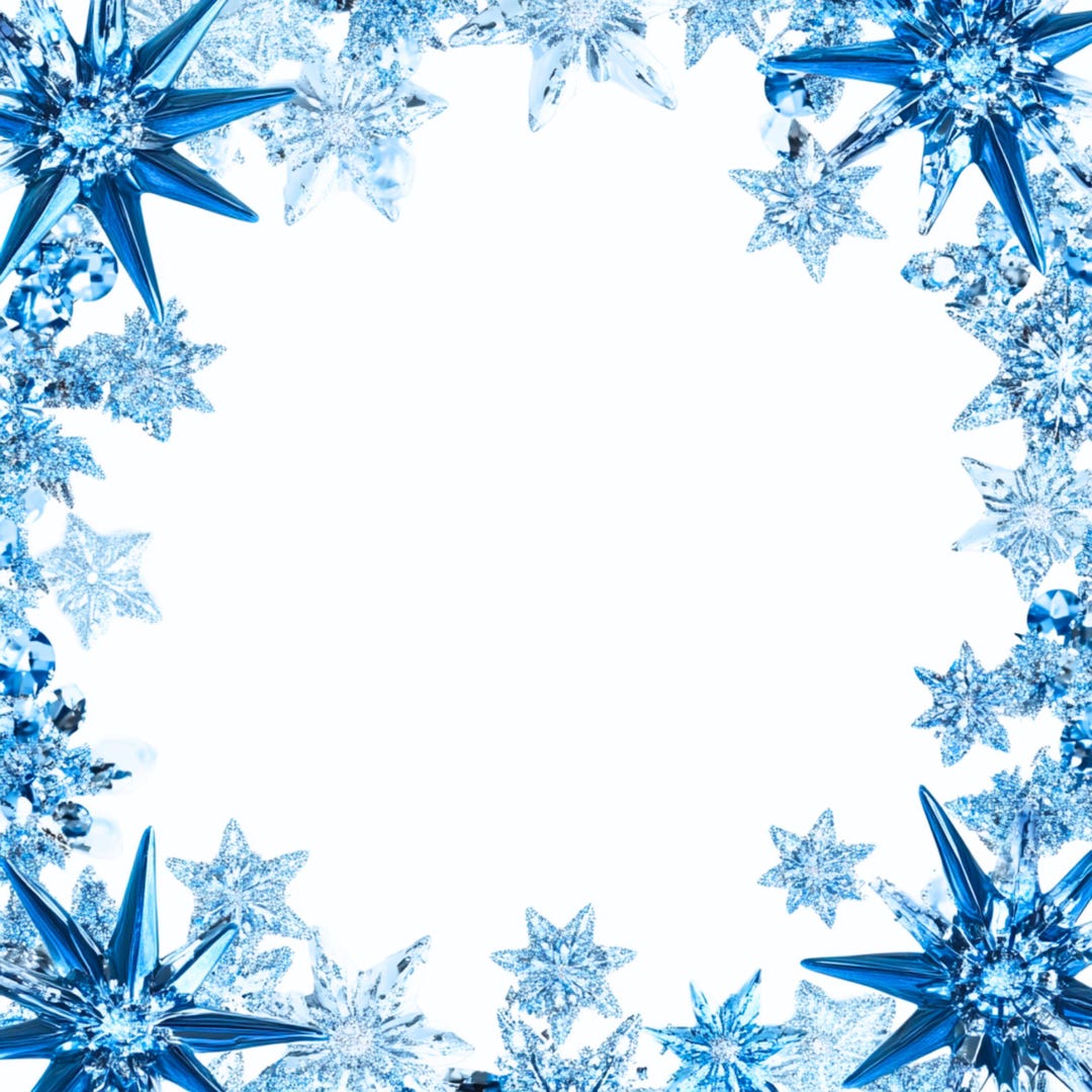 Christmas Snowflake Frame Clipart: Icy Winter Border (digital Images ...