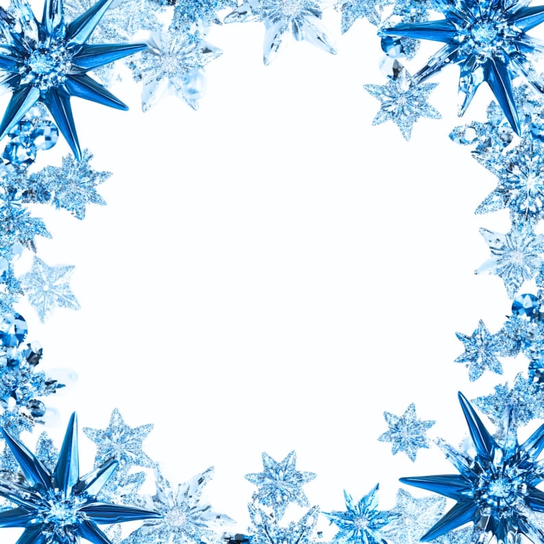 Christmas Snowflake Frame Clipart: Icy Winter Border (digital Images ...