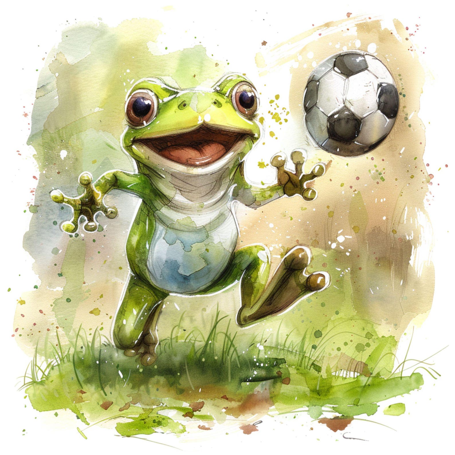12 FROG PLAYING FOOTBALL Clipart, Jpg Image of Frog Sportsman, Frog and ...