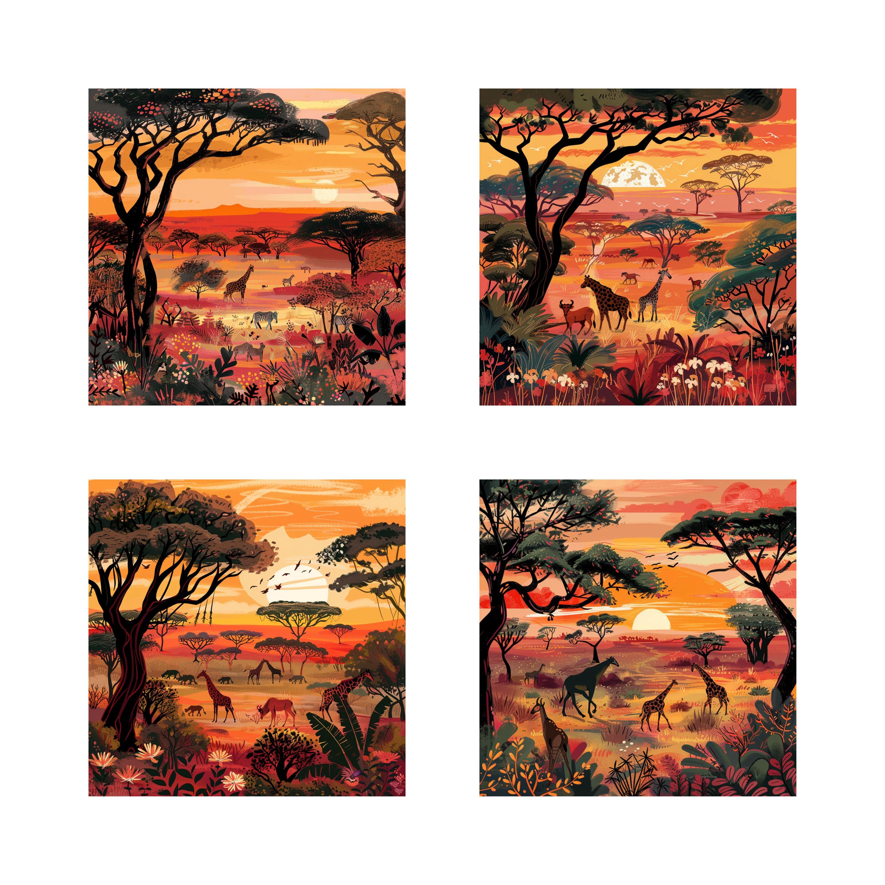 Savannah Scenic View Clipart: African Landscape Graphics (digital ...