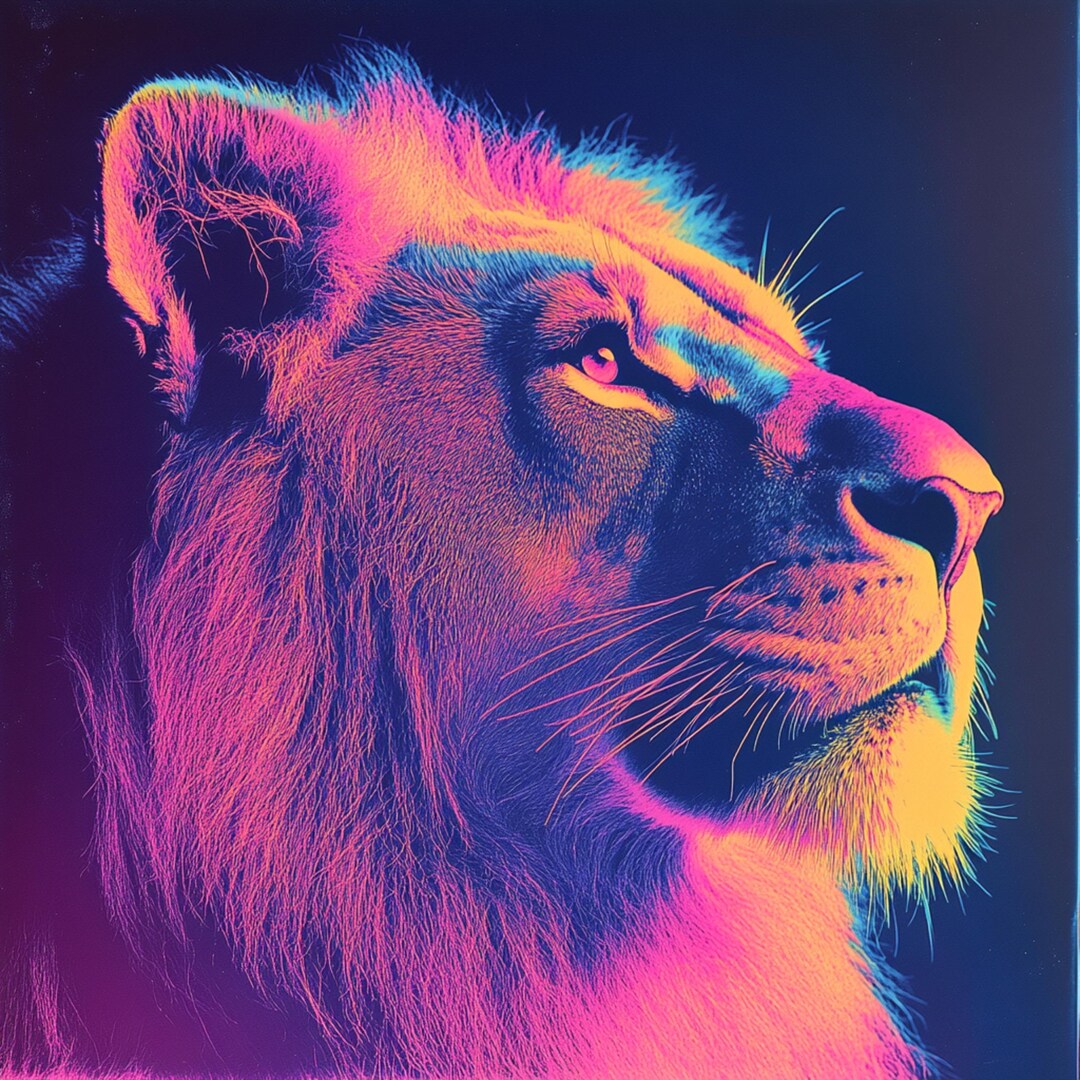 13 Lion Neon Clipart, High-quality JPG, Neon Lion Art, Digital Download ...