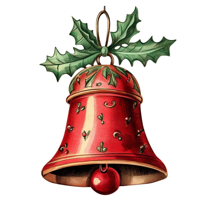 Christmas Bell Ornament Clipart: Festive Digital Image (PNG) - Etsy