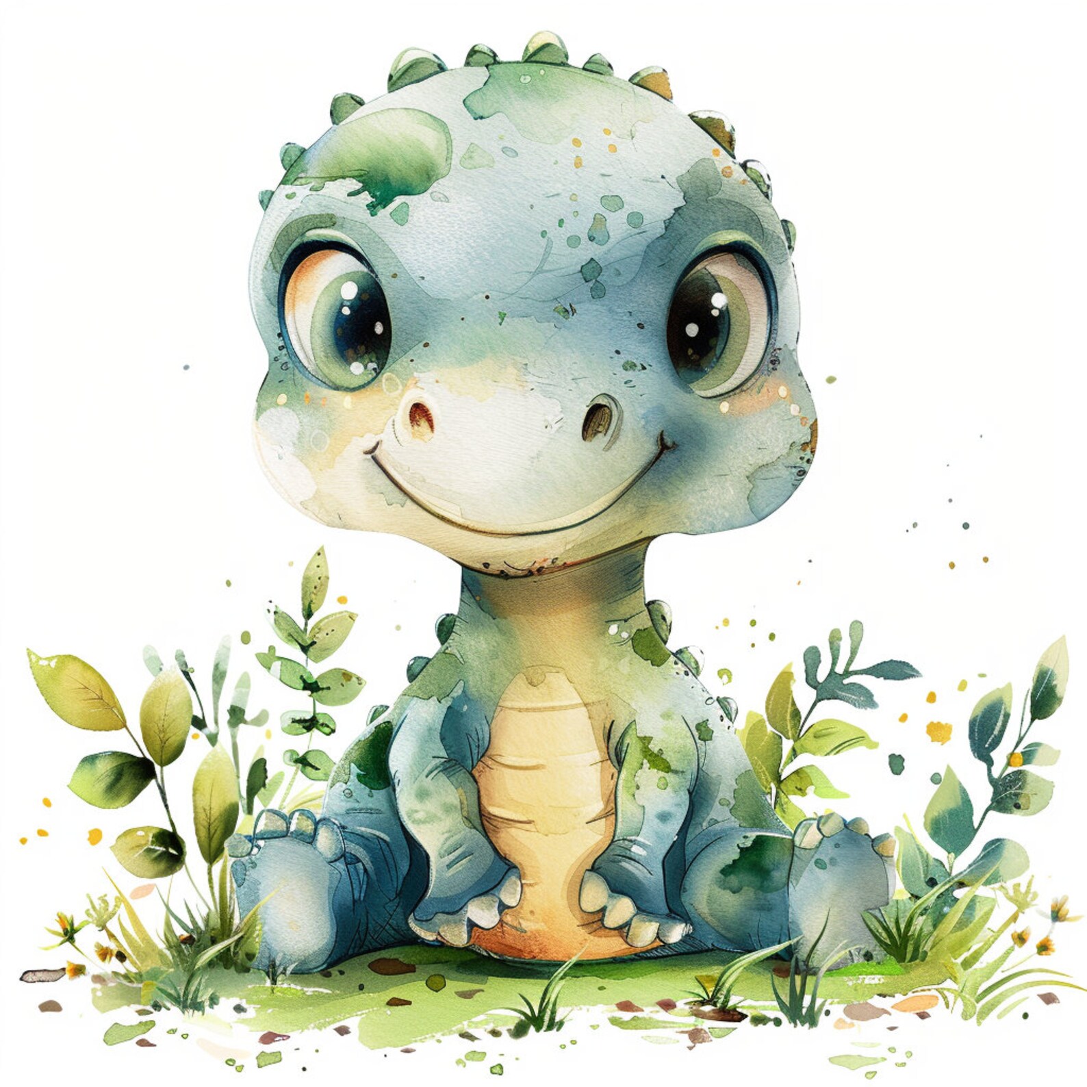 12 Baby Dino, Clipart, Baby Dinosaur, Printable Watercolor Clipart ...