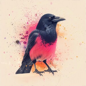 Neon Crow Clipart: Watercolor Rainbow Crow Bundle (JPG) - Etsy