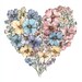 12 Pastel Floral Hearts Valentines Day JPG, Romantic Heart Clipart ...