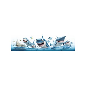Shark Border Clipart: Cartoon PNG, Underwater Theme (digital Download ...