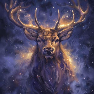 Magic Elk Clipart: Mystical Antlers, Christmas Wall Art (JPG Digital ...