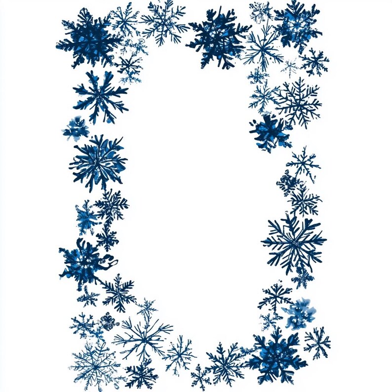Christmas Snowflake Frames Clip Art: Holiday PNG Bundle (digital ...
