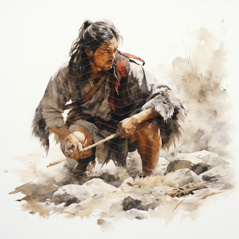 11 Ancient Hunter Cliparts, JPG, Digital Image of Ancient Man, Ancient ...