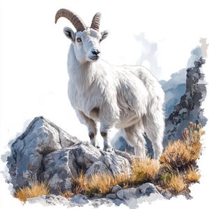 10 Aries Zodiac Sign Clipart, Mountain Goat Wall Art, High-quality JPG ...