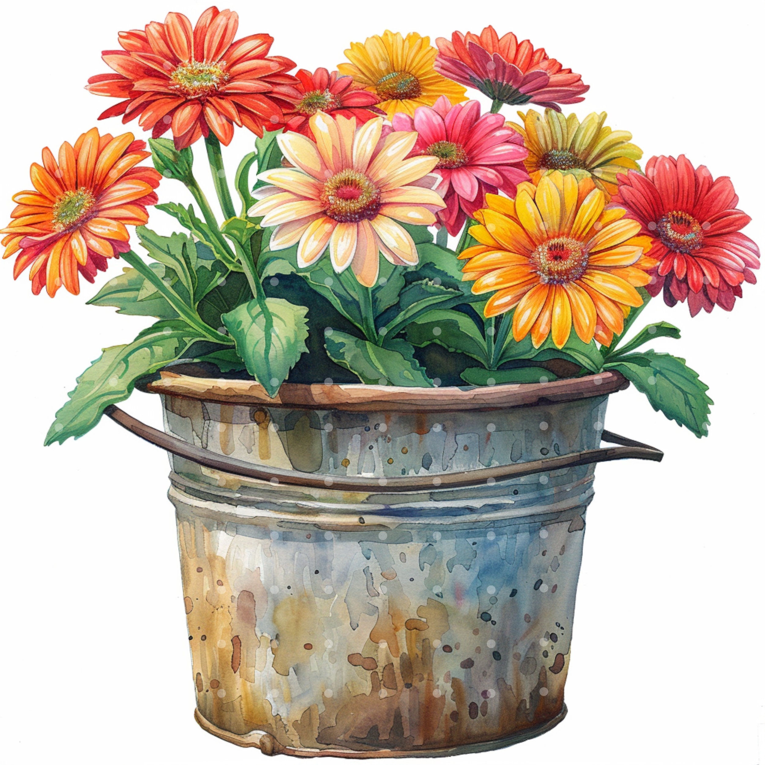 12 JPG Flower Buckets Clipart, Bucket With Flowers, High Quality ...