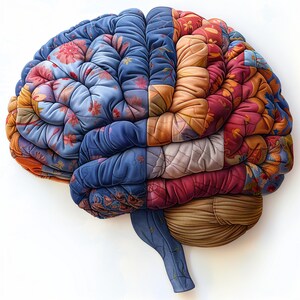 Watercolor Brain Flowers Patchwork Clipart: Scrapbooking Art (digital ...