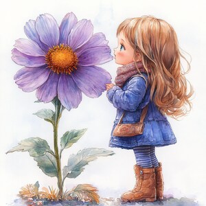 Watercolor Baby Girl Clipart: Flower Illustrations (JPG) - Etsy