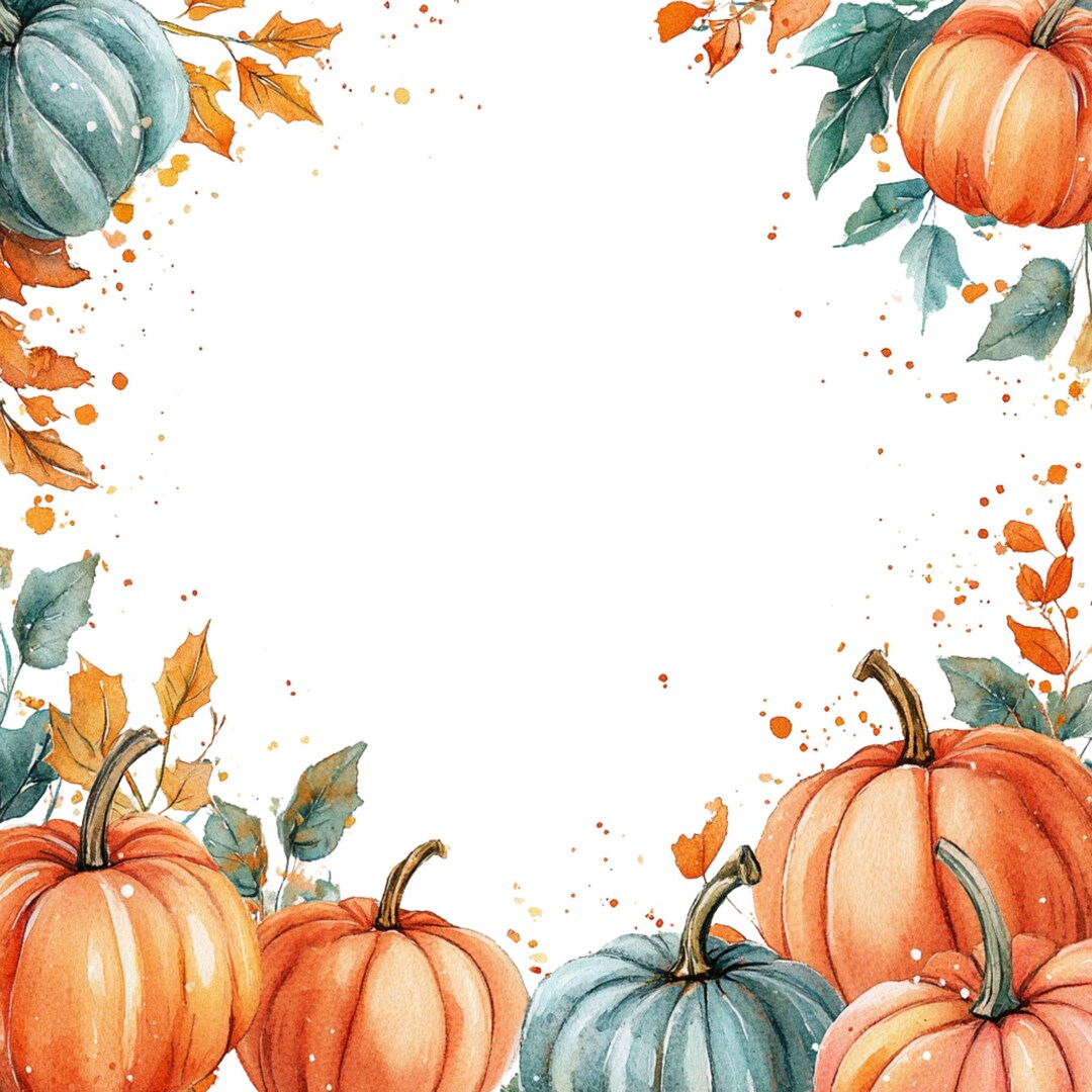 10 HALLOWEEN FRAME CLIPARTS, Png Harvest Frames, Watercolor Pumpkin ...