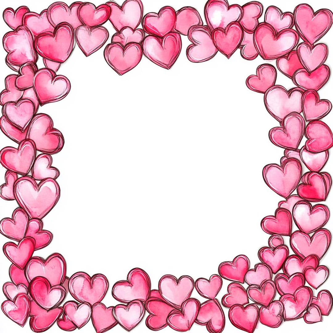 12 PNG Frame of Hearts, Transparent Background Valentines Day Clipart ...