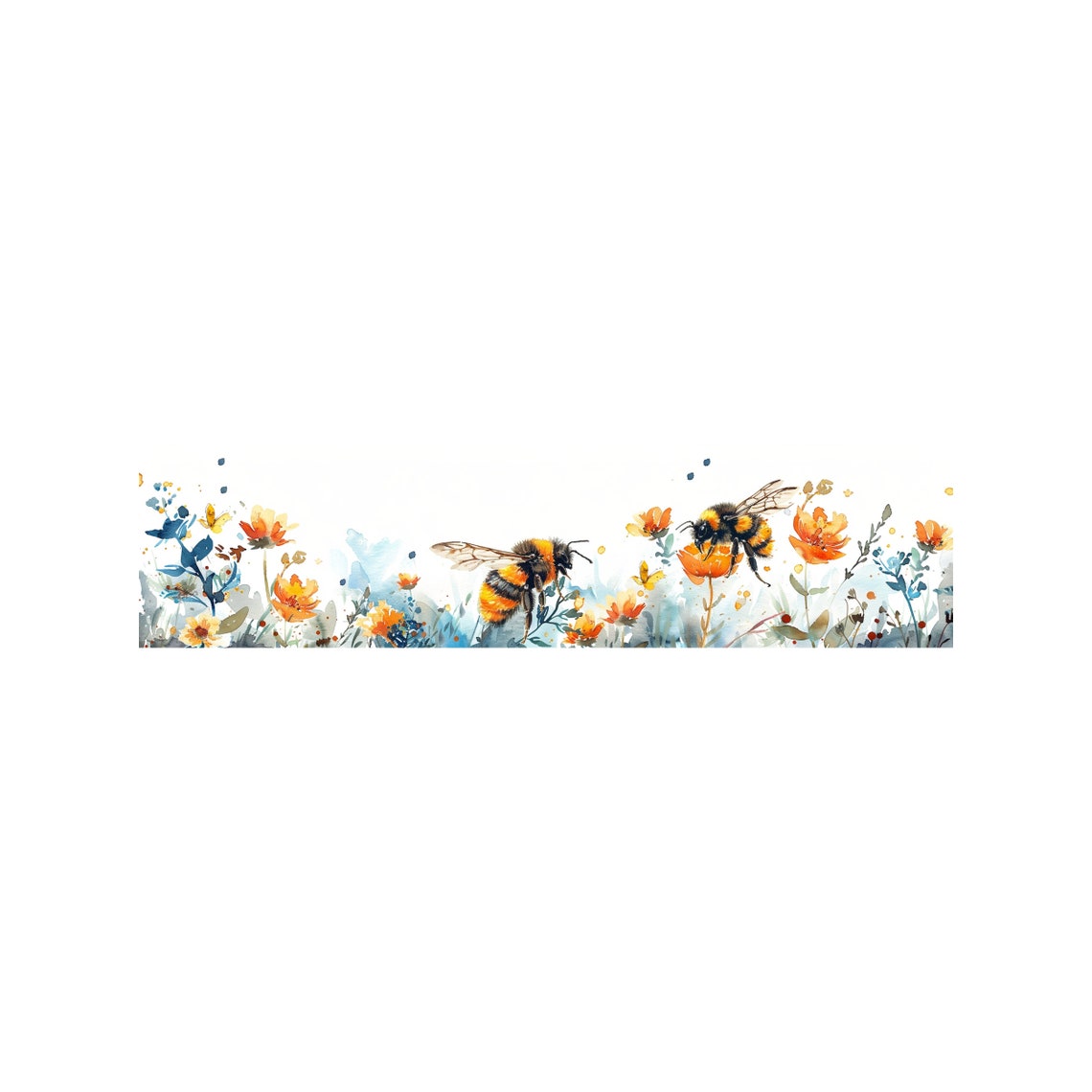 Bumblebee Flowers Border Clipart: High-resolution Bee PNG (commercial ...