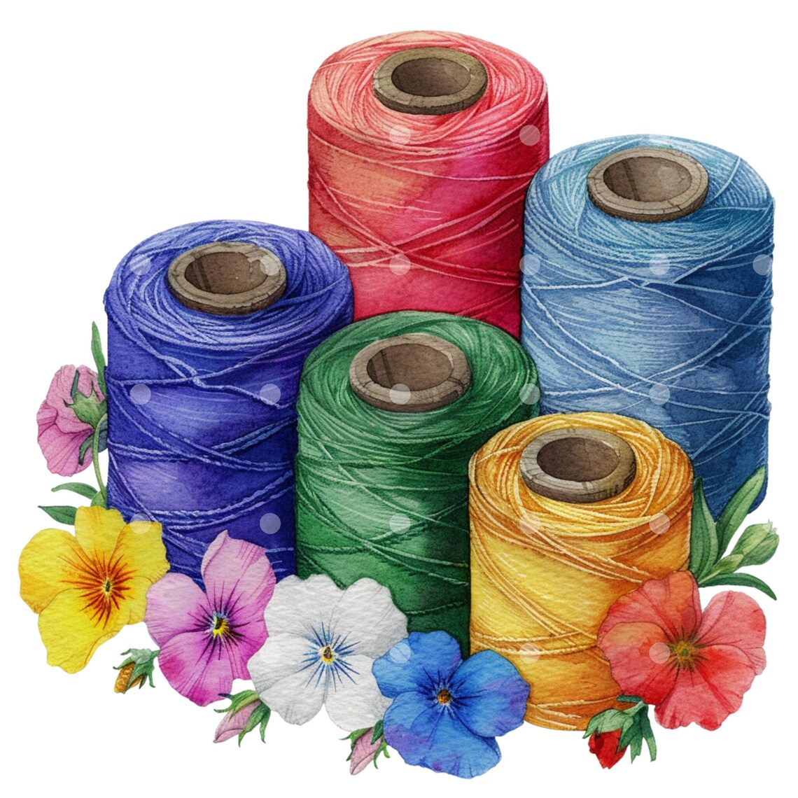 16 Vintage Spools Cliparts, PNG Clipart, Watercolor Spools. Printable ...