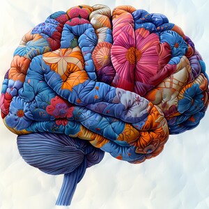 Watercolor Brain Flowers Patchwork Clipart: Scrapbooking Art (digital ...