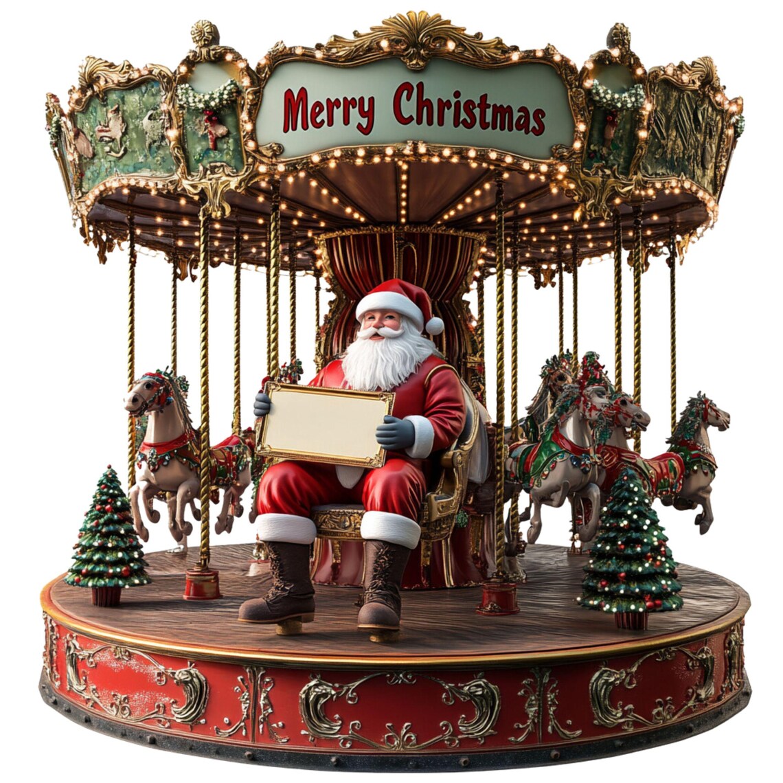 Christmas Santa Carousel Digital Image: Festive Holiday Clipart (PNG ...