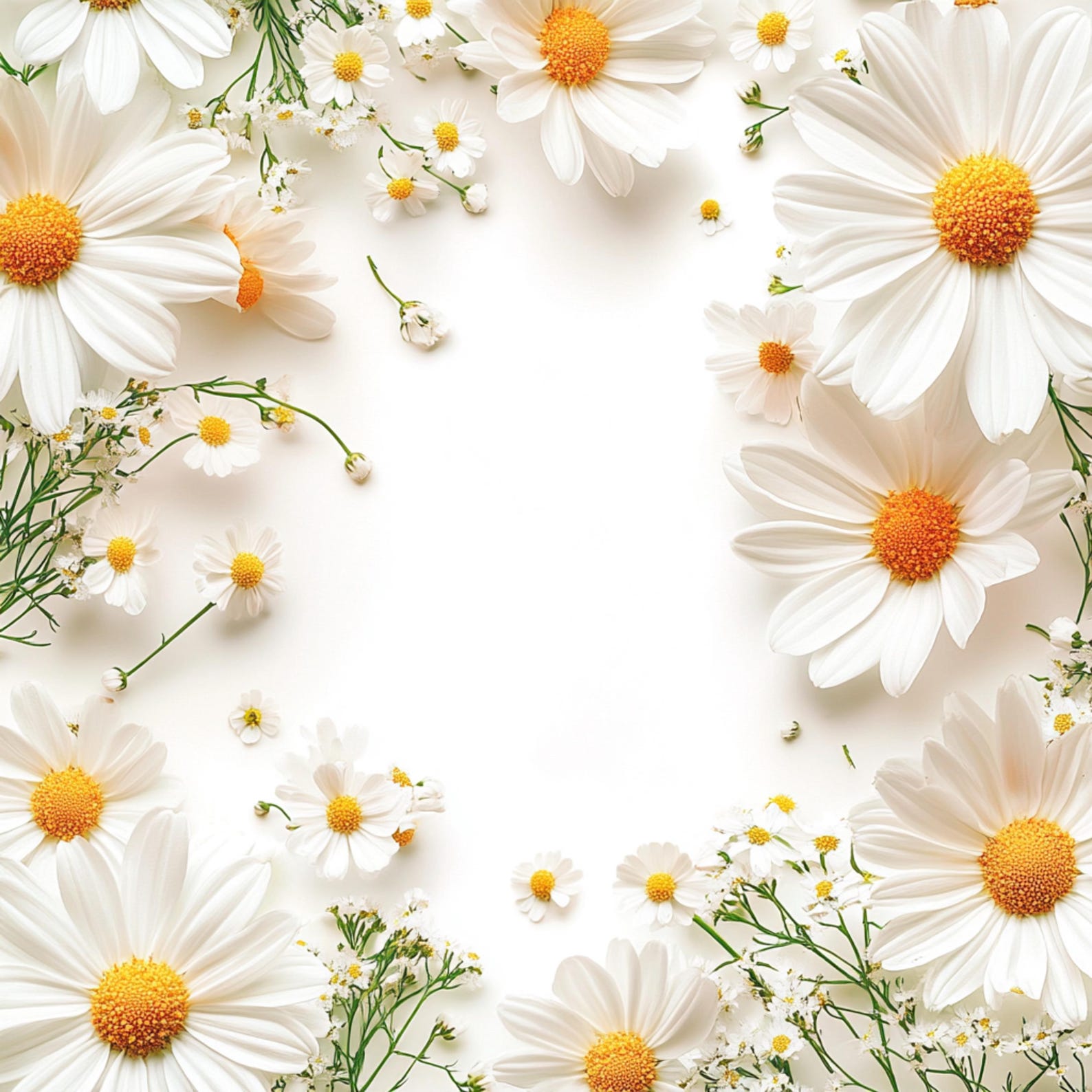 Daisy Frame Clipart: Watercolor Floral Borders (JPG Digital Art) - Etsy