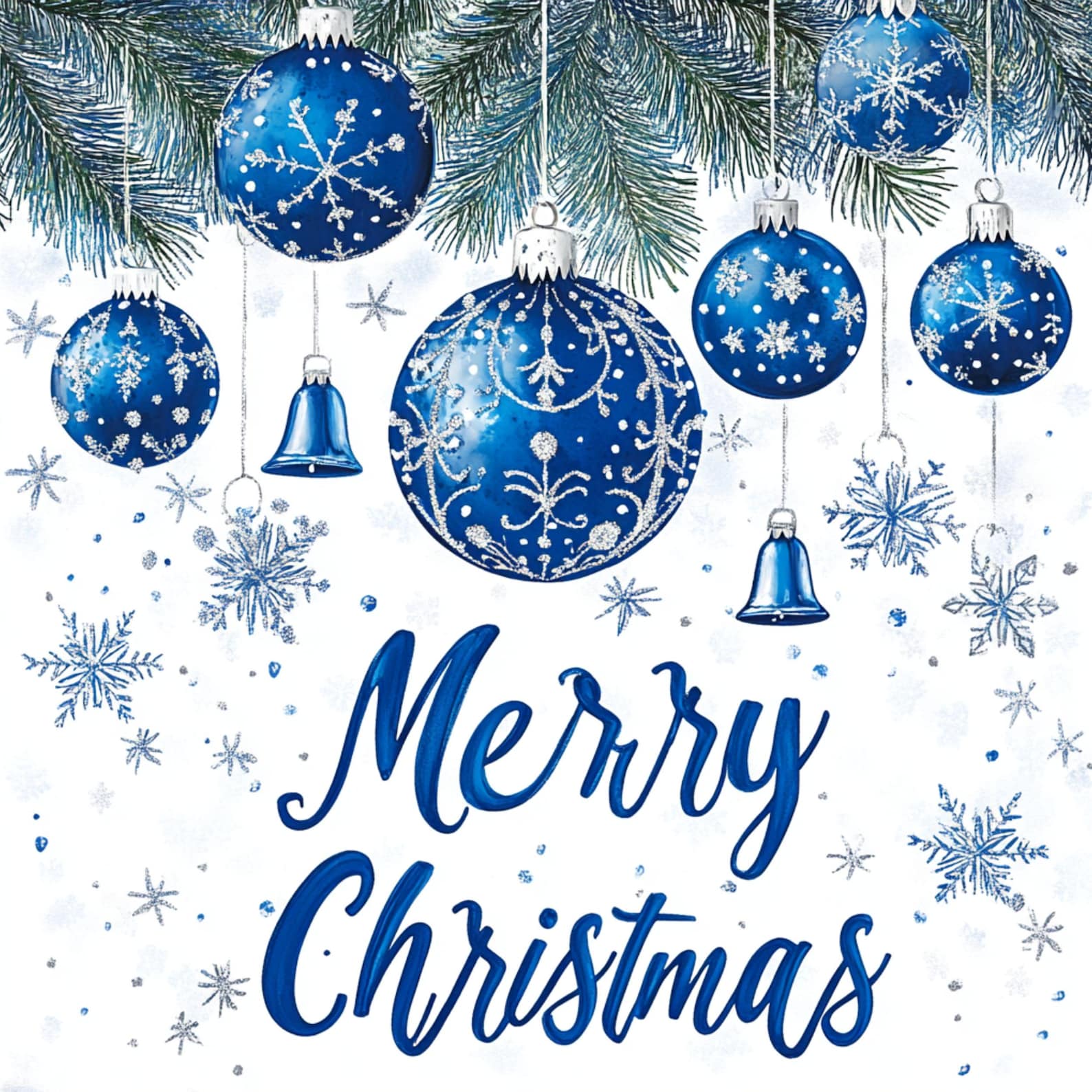 Blue Christmas Greeting Card: Festive Holiday Art (digital Image) - Etsy