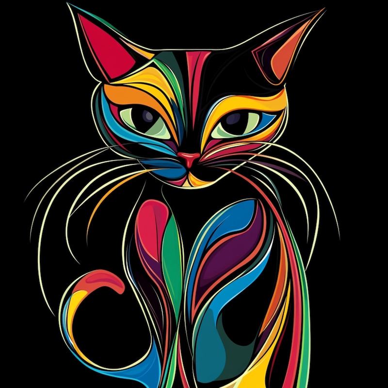 Abstract Cat Art - Etsy