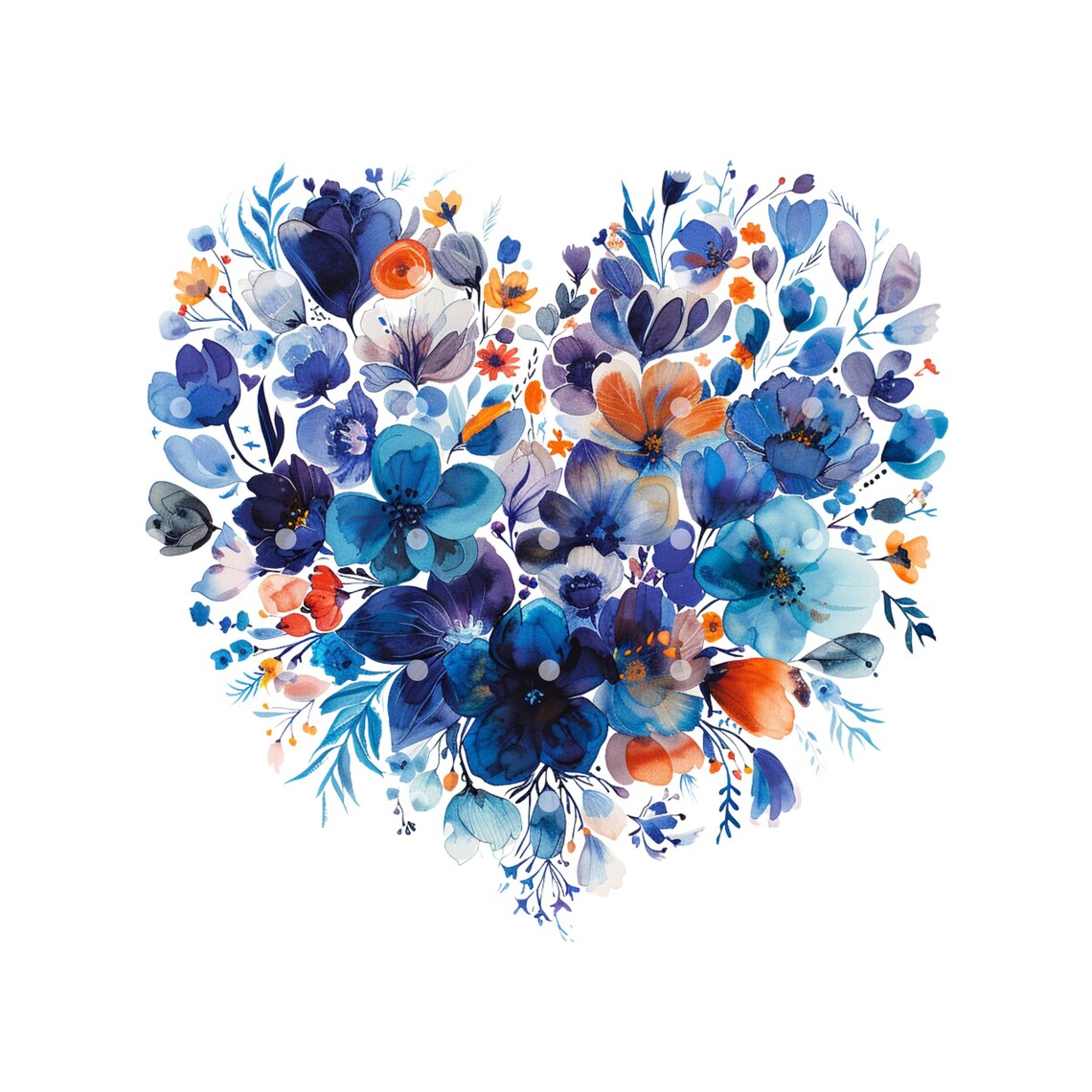 12 JPG Floral Hearts Clipart , Heart Shaped Flower Image, Printable ...