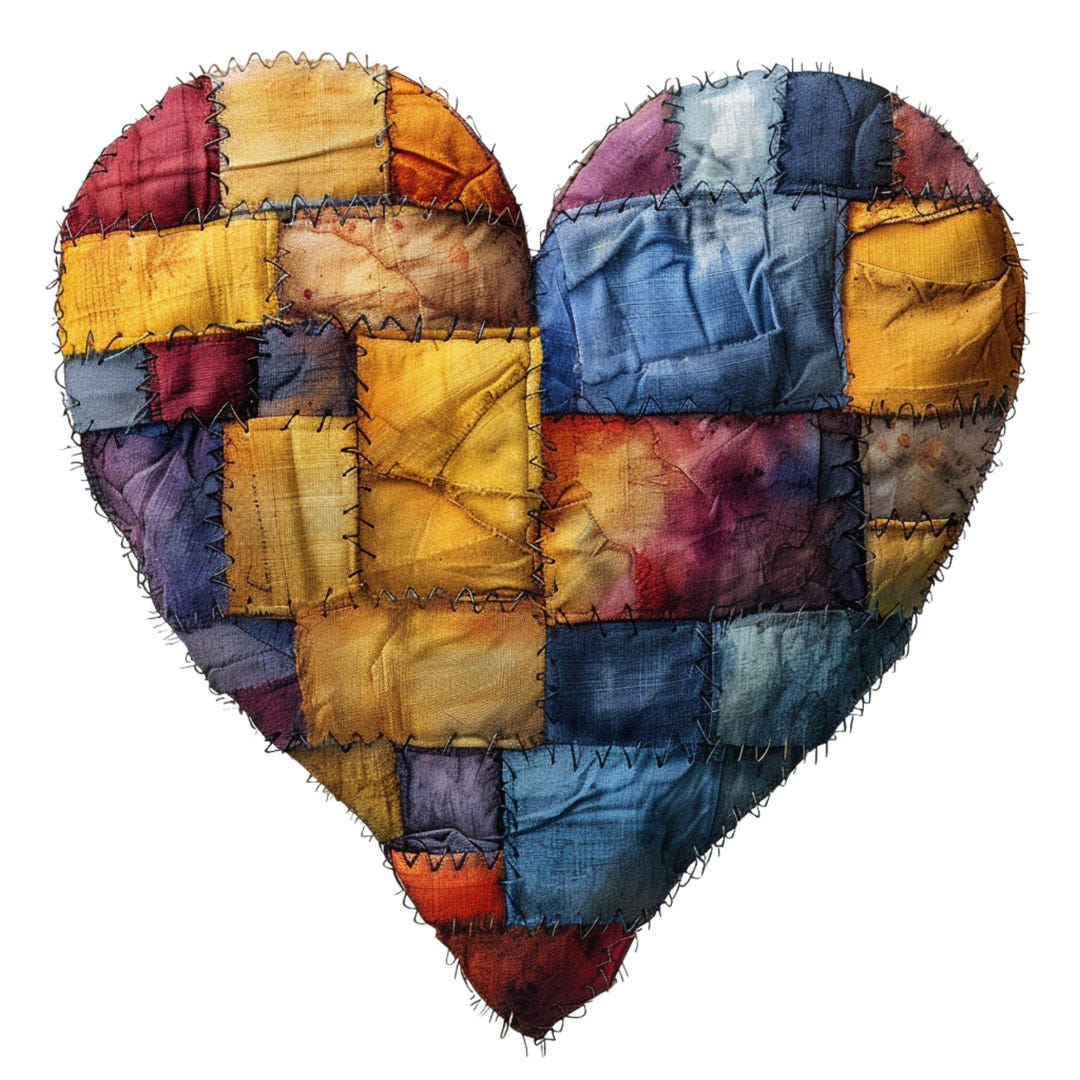 Patchwork Heart Clipart: Watercolor PNG Images (digital Download) - Etsy