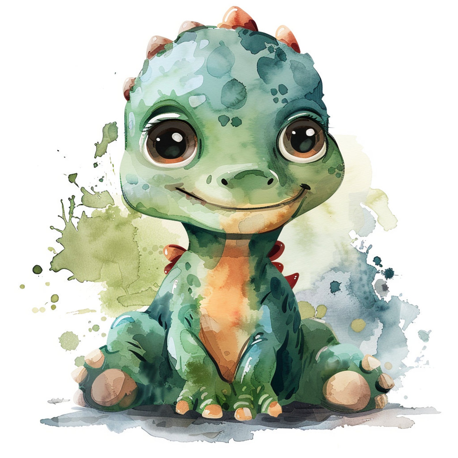 12 Baby Dino, Clipart, Baby Dinosaur, Printable Watercolor Clipart ...