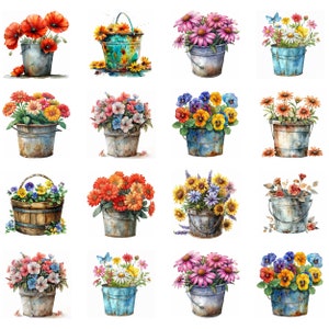 12 JPG Flower Buckets Clipart, Bucket With Flowers, High Quality ...