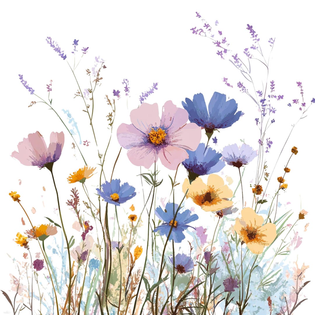 Watercolor Wildflowers Clipart: Floral PNG Set (digital Download) - Etsy