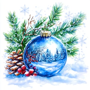 Blue Christmas Ornament Clipart: Holiday Digital Images (commercial Use ...