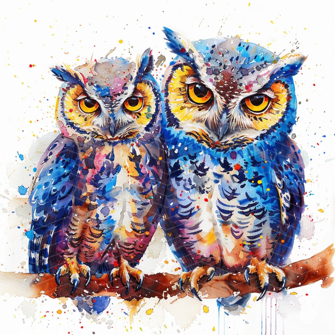 12 OWLS Cliparts, JPG, Watercolor Owls Clipart, High Quality ...