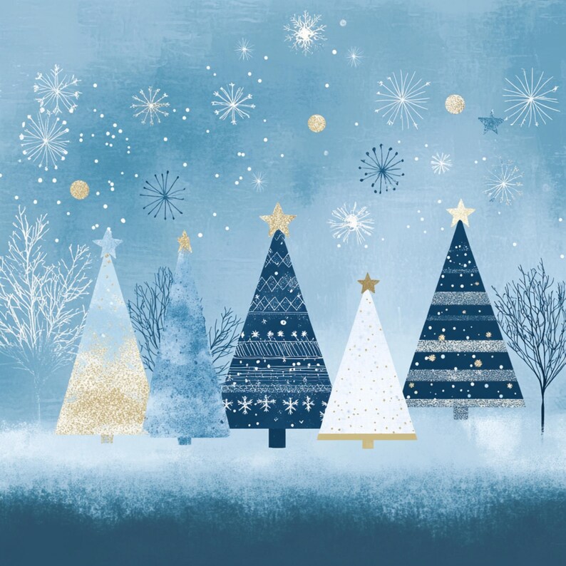 Christmas Background Art: Holiday Winter Scenes (digital Download ...