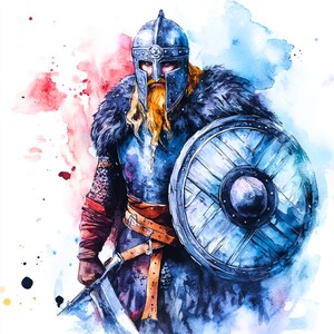 Viking Warrior Clipart: Watercolor Norse Art (digital Download) - Etsy