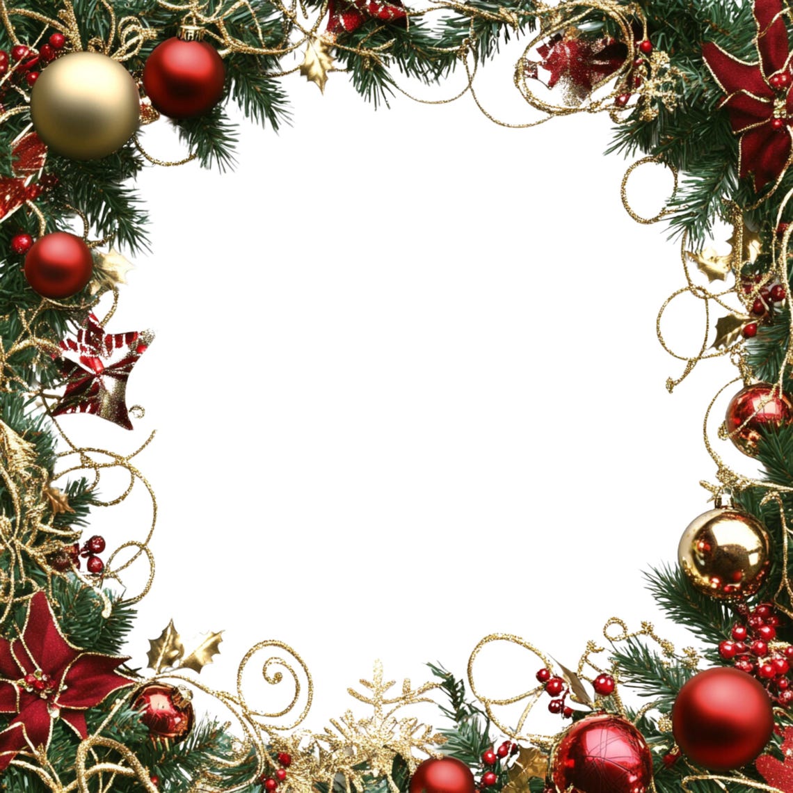 Watercolor Christmas Frames Clip Art: Holiday PNG Bundle (digital ...
