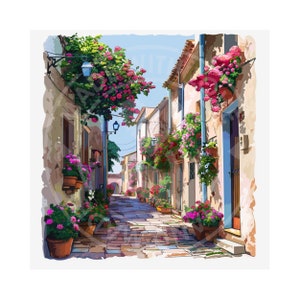 Watercolor Flower Street Clipart: Printable Floral Townscape (JPG ...