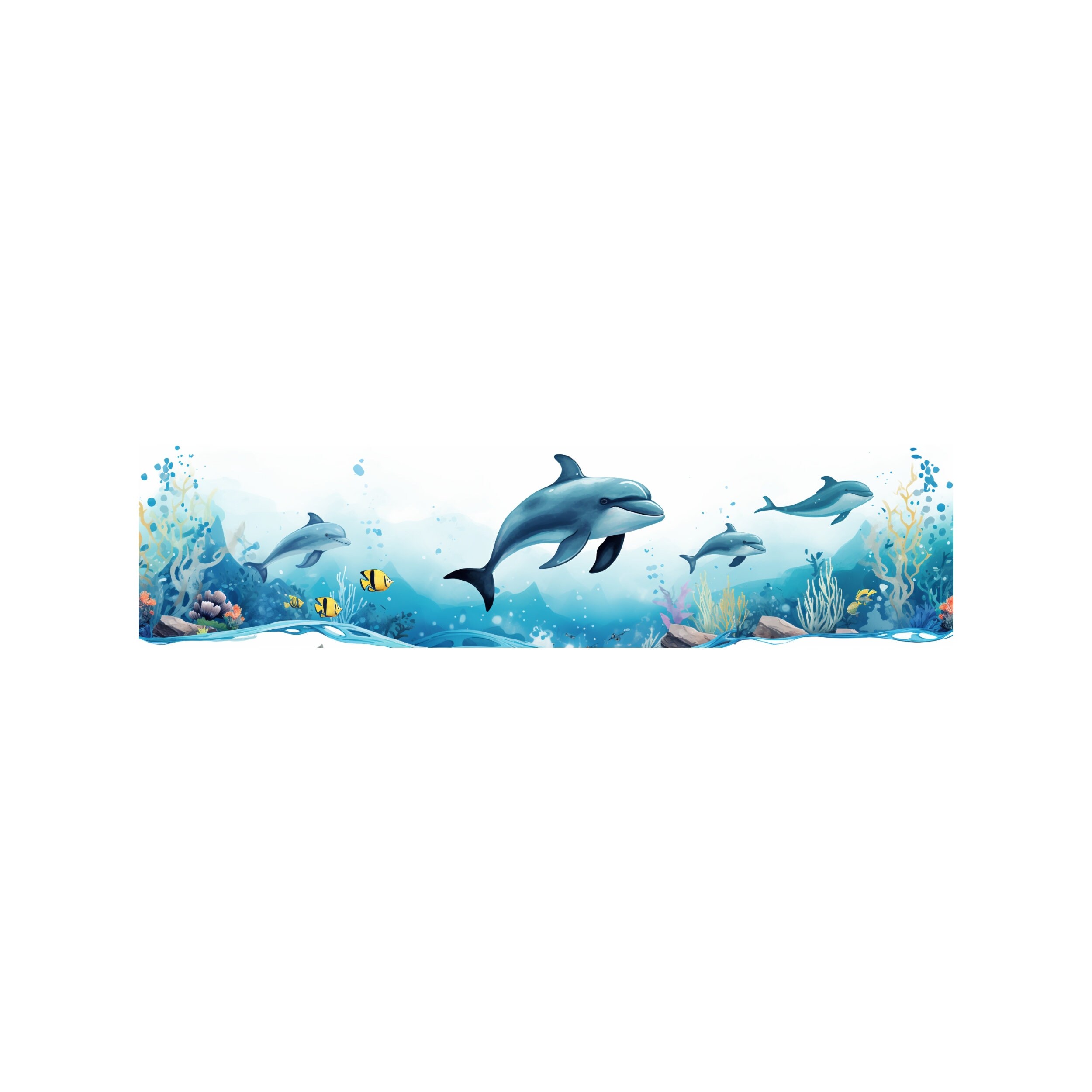 10 JPG Dolphins Border Clipart, Watercolor Dolphin, Clipart Border ...