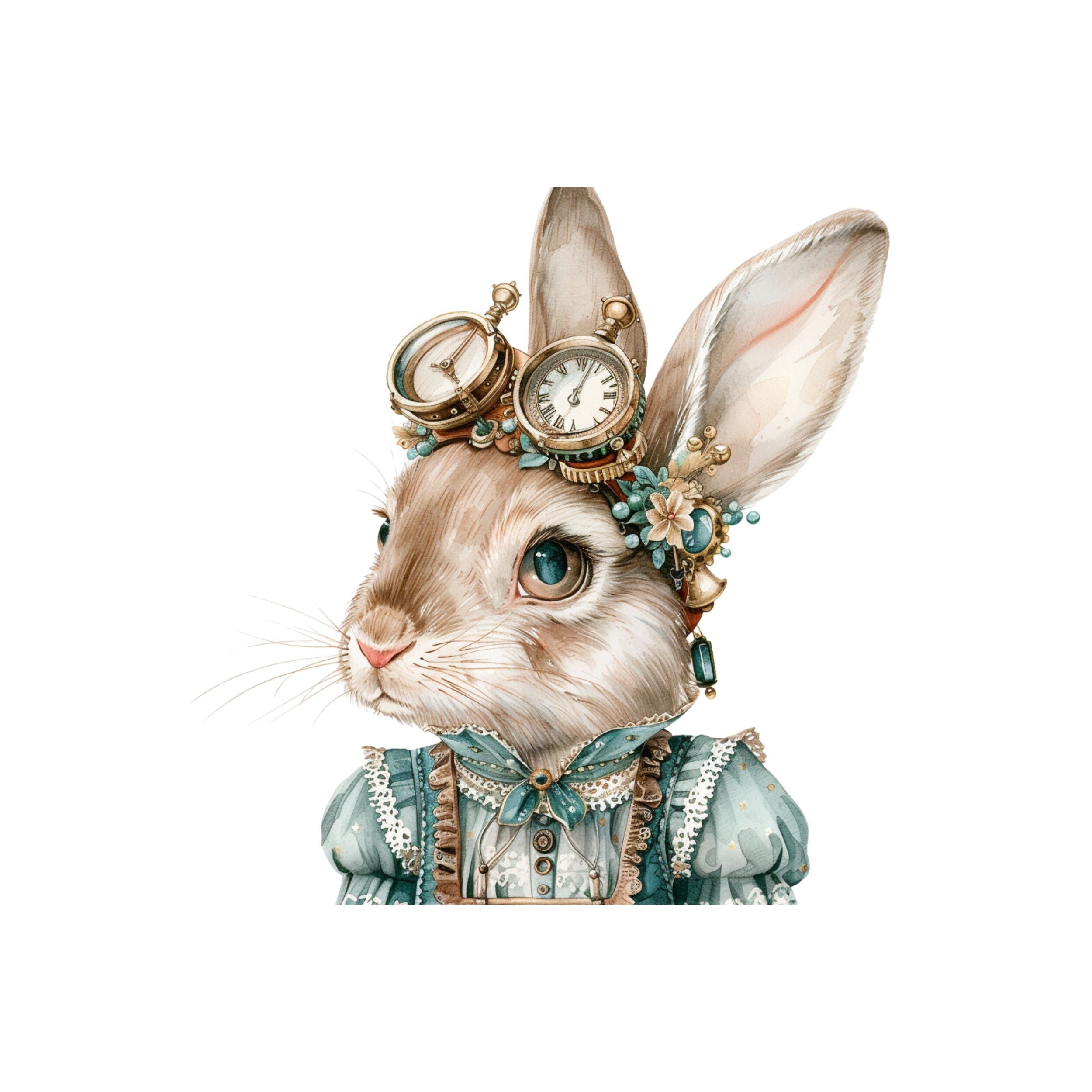 12 PNG Bunny Cyber Clipart, Rabbit Clipart, Cyber Bunny, Printable ...