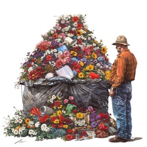 10 PNG FLOWERS in a Trash Clipart, Png Clipart of Floral Garbage Hard ...