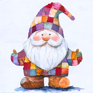 Christmas Gnomes Patchwork Clipart, Commercial Use Gnome Art, Print Gnomes, Collage Gnomes ...